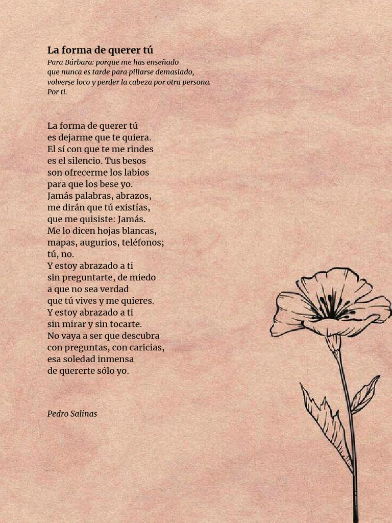 La forma de querer tú: Análisis poético | PDF