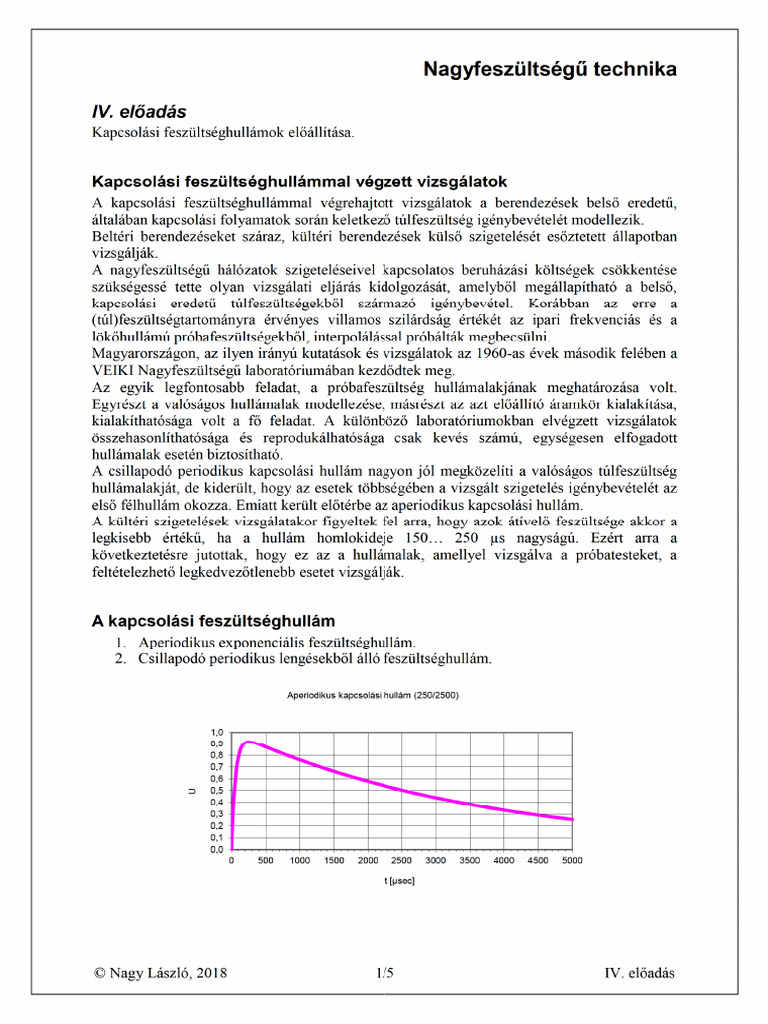 Nagyfeszültségű Technika (KVENF11OND) IV. | PDF