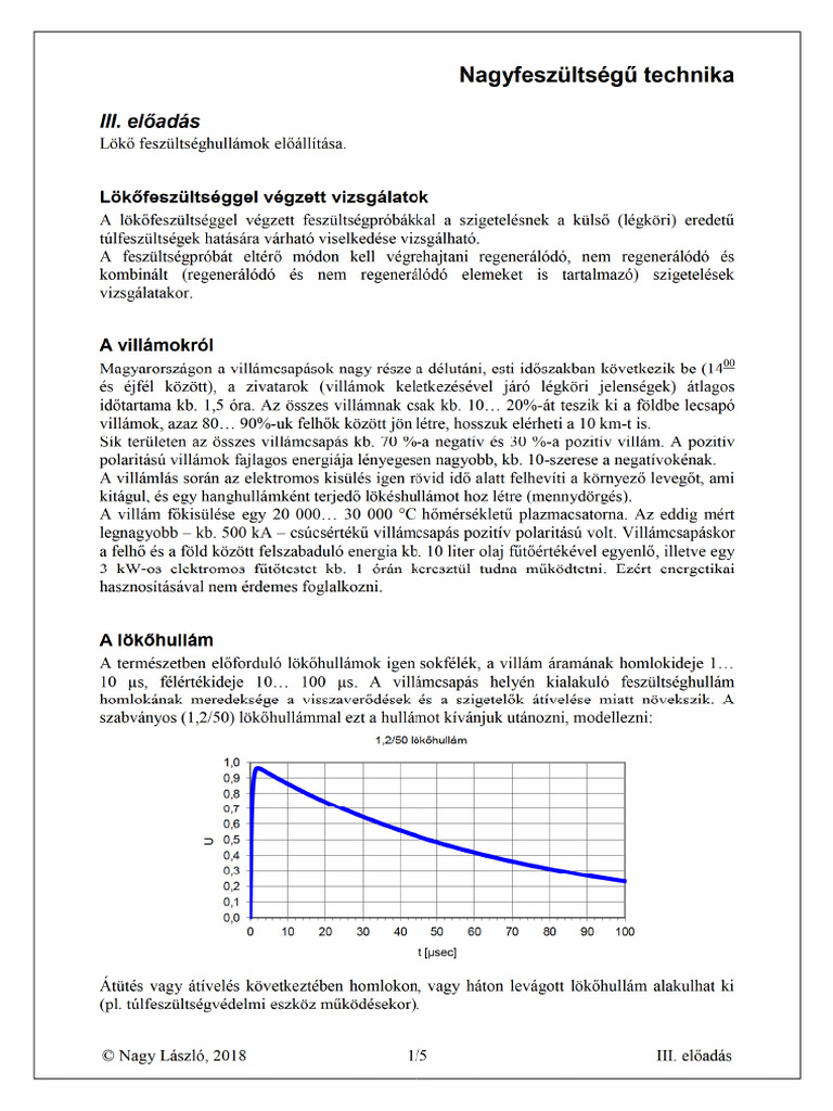 Nagyfeszültségű technika (KVENF11OND) III. | PDF