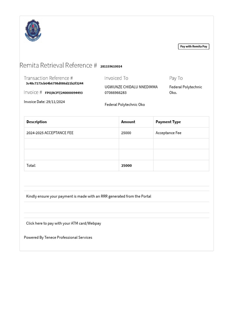 Chidalu Acceptance Invoice | PDF