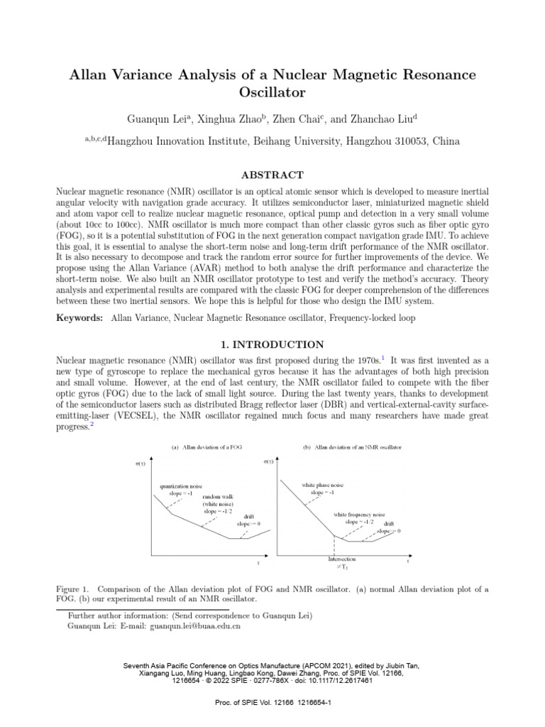 Allan Variance in NMR Oscillator Analysis | PDF | Nuclear Magnetic ...