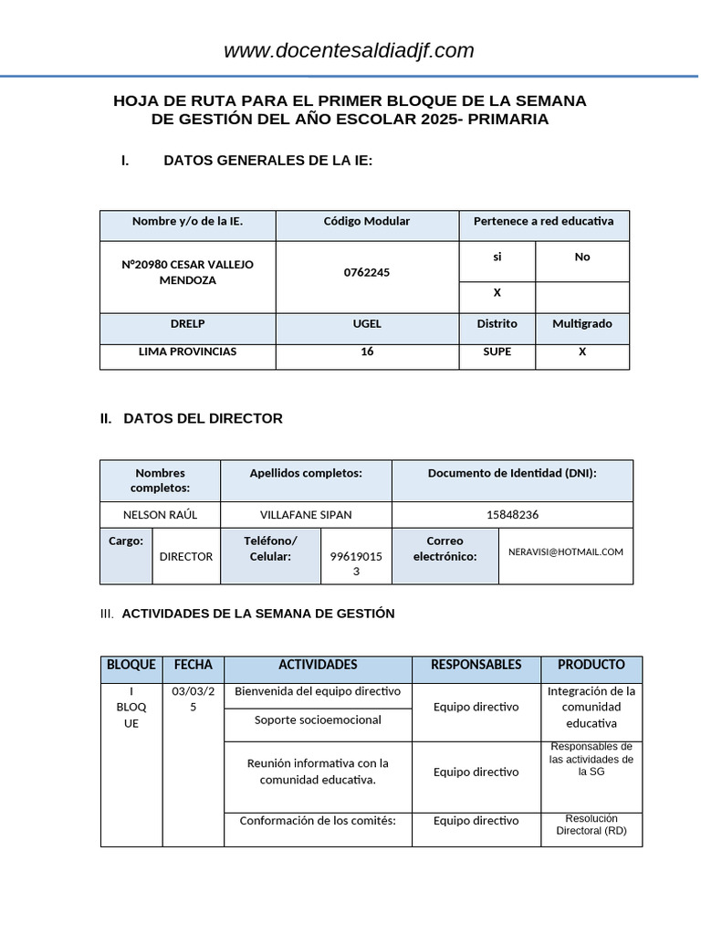 HOJA DE RUTA PRIMARIA 2025 | PDF | Aprendizaje