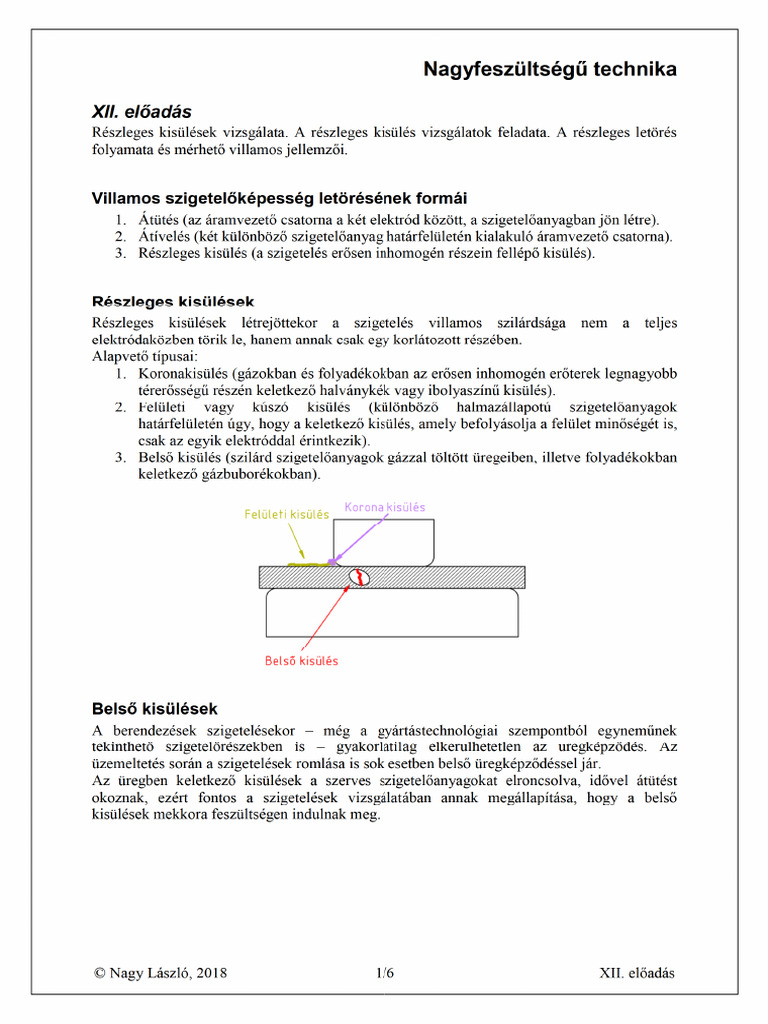 Nagyfeszültségű Technika (KVENF11OND) XII. | PDF