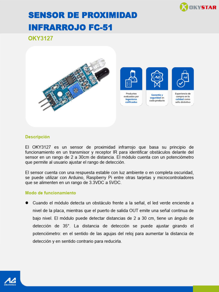 Sensor de Proximidadinfrarrojo Fc-51 | PDF | Sensor | Infrarrojo