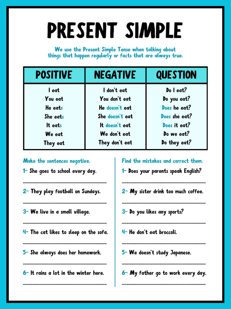 Negative Sentences in Present Simple | PDF | Linguistics | Grammar