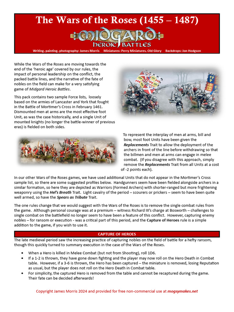 Wars of The Roses For Midgard Heroic Battles Force 13 14 | PDF ...