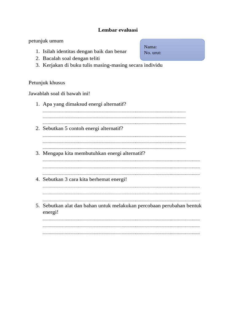 Lembar Evaluasi | PDF