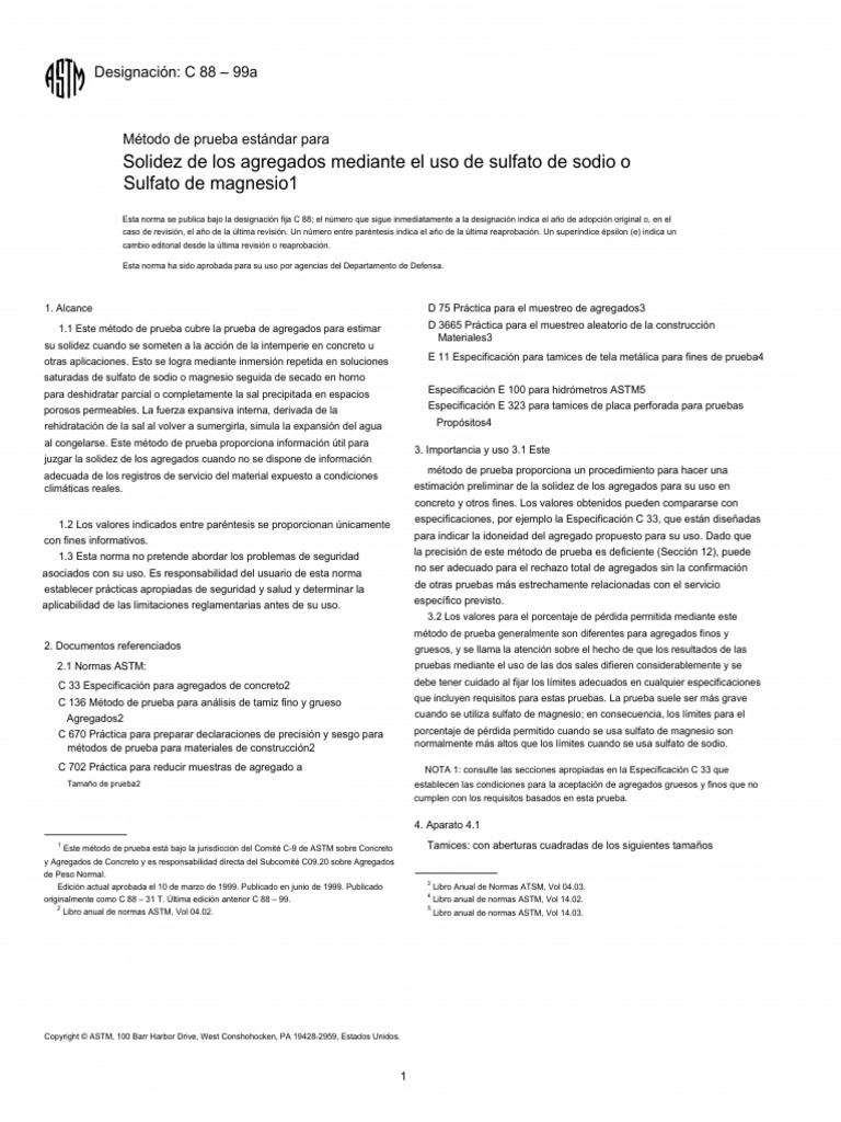 Astm C 88 | PDF | Agua | sal