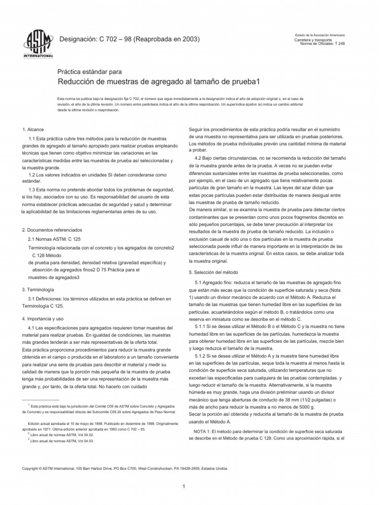 Astm C 702 | PDF