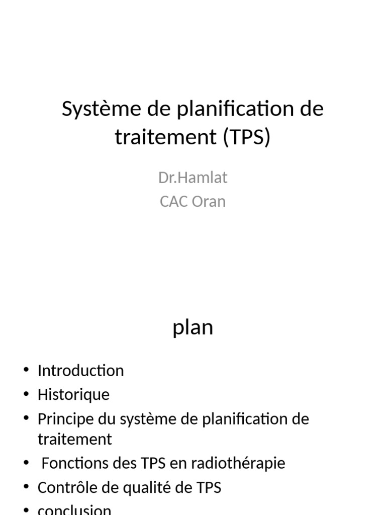 Système de planification de traitement en radiothérapie | PDF ...
