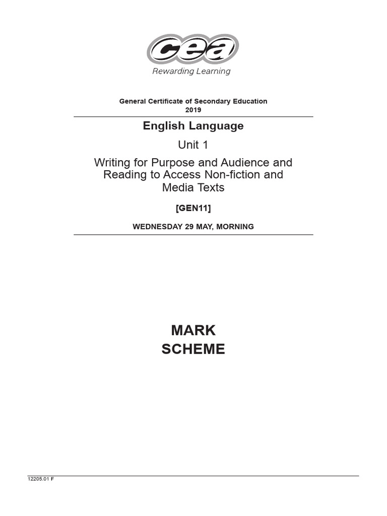 GCSE-English Language-490-Summer2019-Unit 1, Writing For Purpose and ...