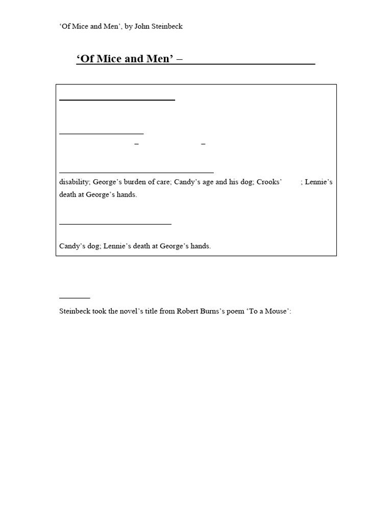 Notes & Quotations - of Mice and Men | PDF