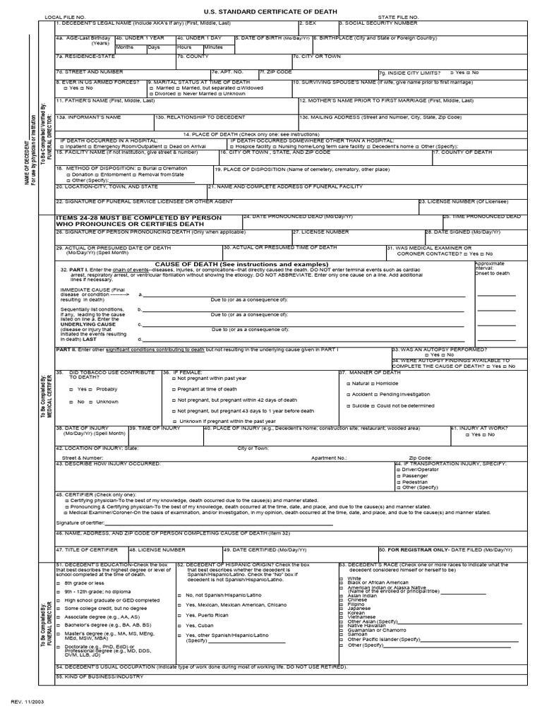 U.S. Death Certificate Overview | PDF | Myocardial Infarction | Human ...