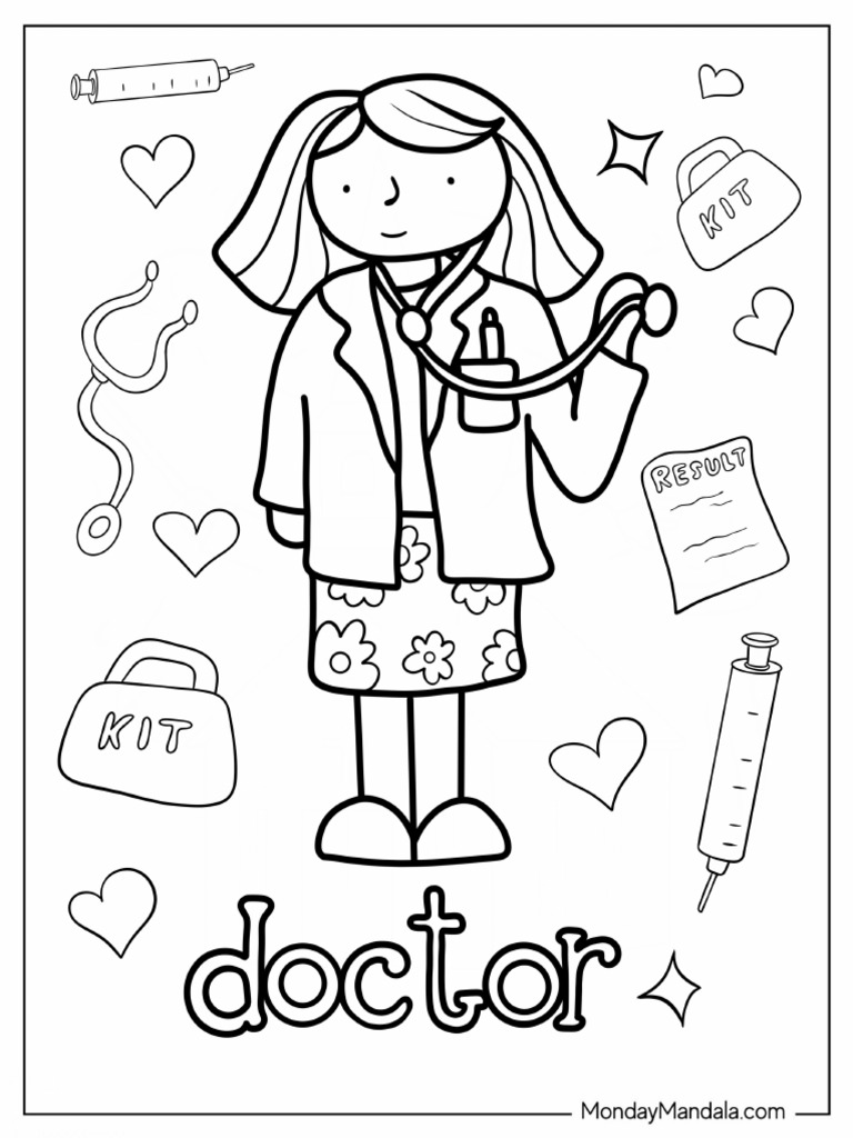 Doctor-Holding-Stethoscope-Coloring-Page | PDF