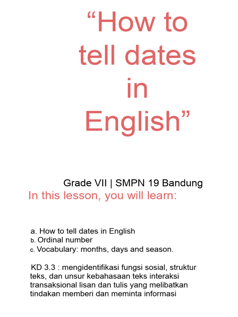 How To Tell Dates | PDF