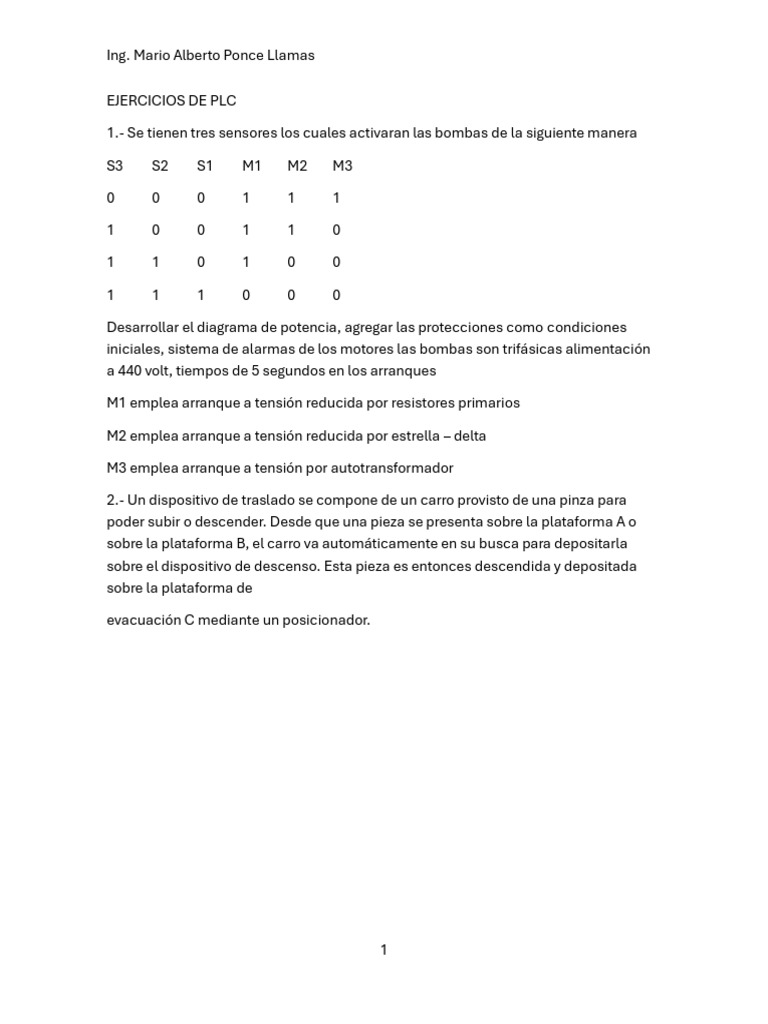 Ejercicios de PLC | PDF | Cambiar