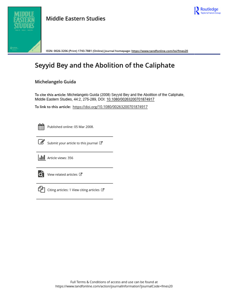Seyyid Bey and The Abolition of The Caliphate | PDF | Caliphate | Sultan