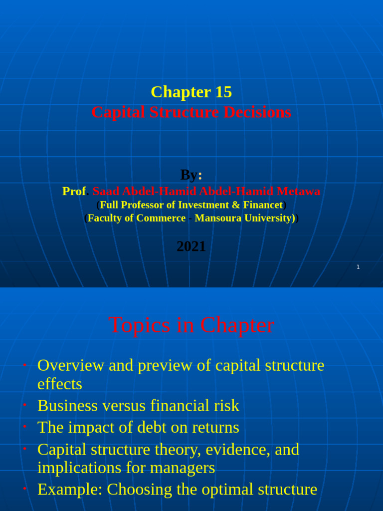 Chapter 15 - Capital Structure Decisions | PDF | Capital Structure | Leverage (Finance)