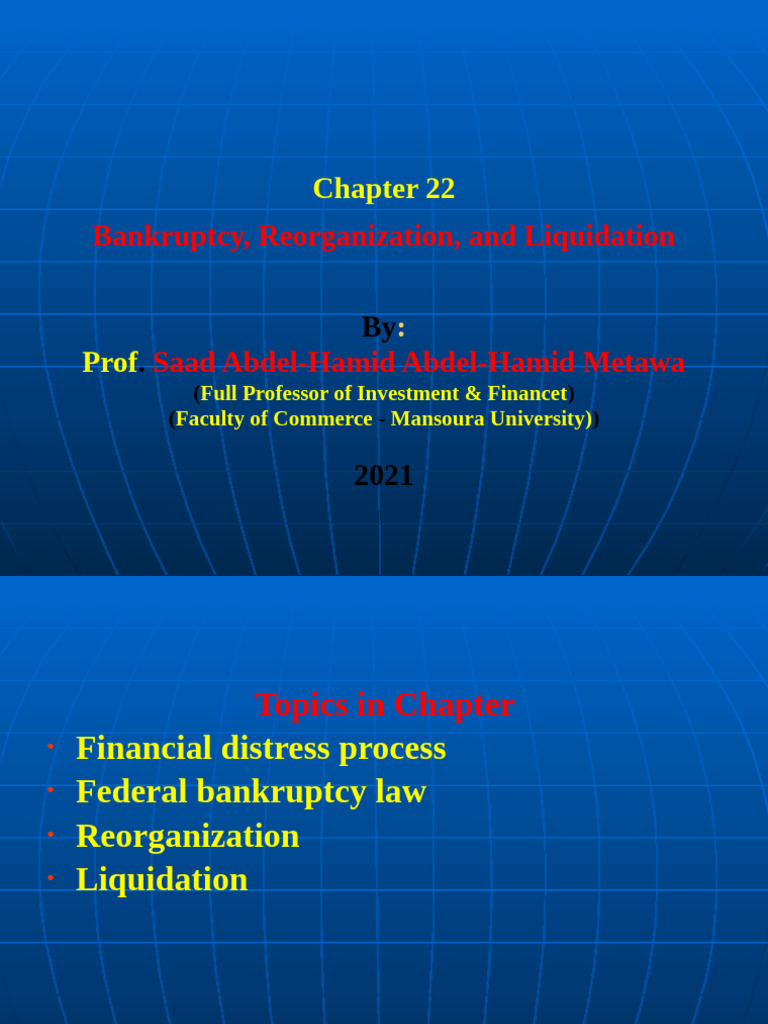 Chapter 22 - Bankruptcy, Reorganization, and Liquidation | PDF ...