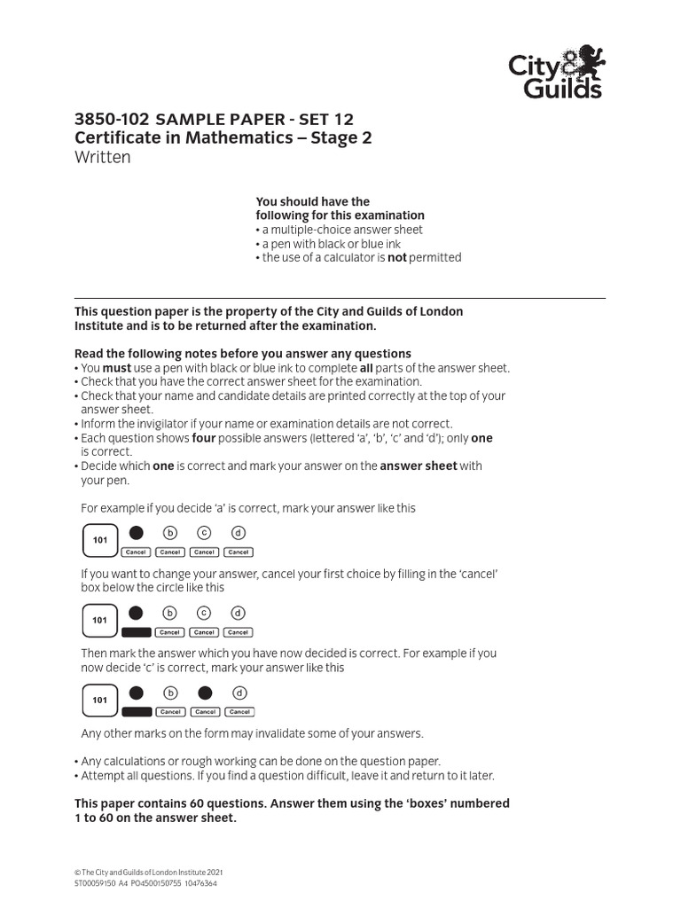 Math Skills Stage 2 - Question Paper | PDF | Triangle