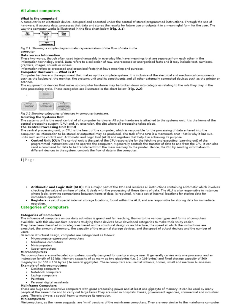 Overview of Computer Fundamentals | PDF | Computer Data Storage | Printer (Computing)