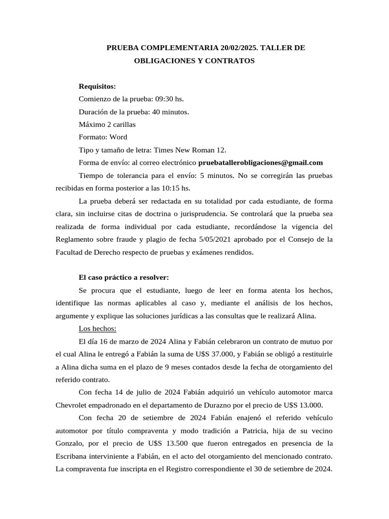 Prueba complementaria 20-02-25 | PDF | Justicia | Crimen y violencia