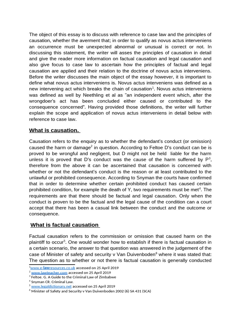 Novus Actus Interveniens Alpha | PDF | Causation (Law) | Criminal Law