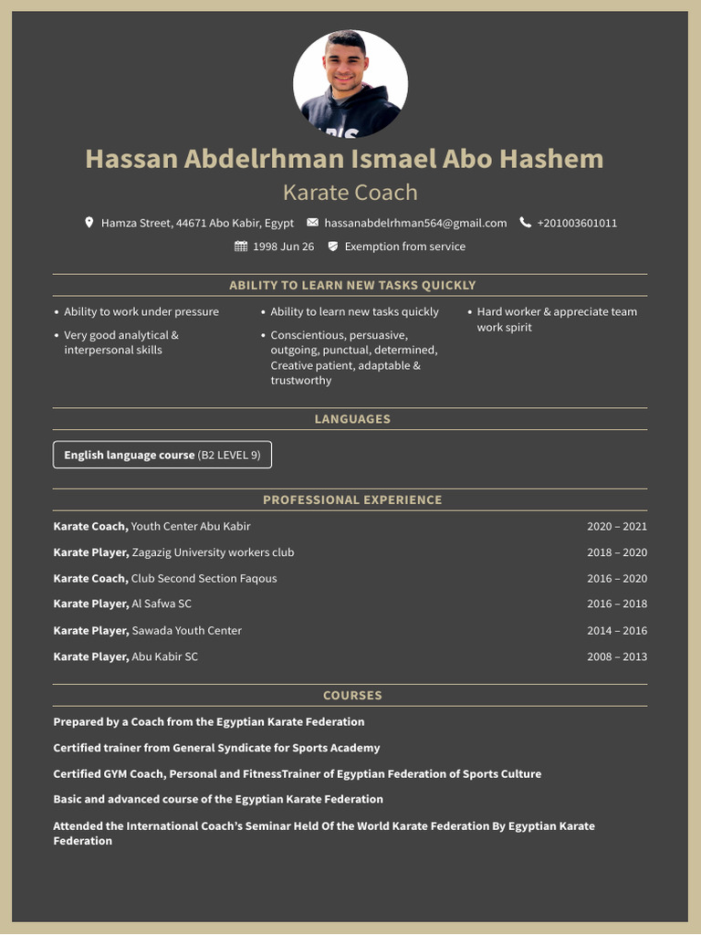 Hassan Abdelrahman CV Coach | PDF