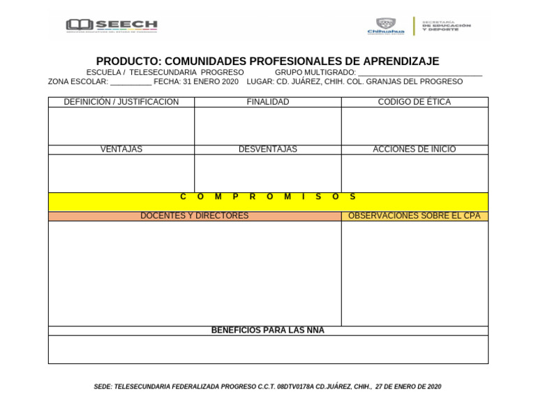 Productos Formato Cte Cuarta Sesión1 | PDF