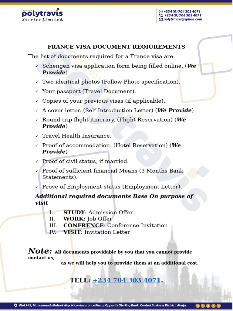 France Visa Document Checklist | PDF