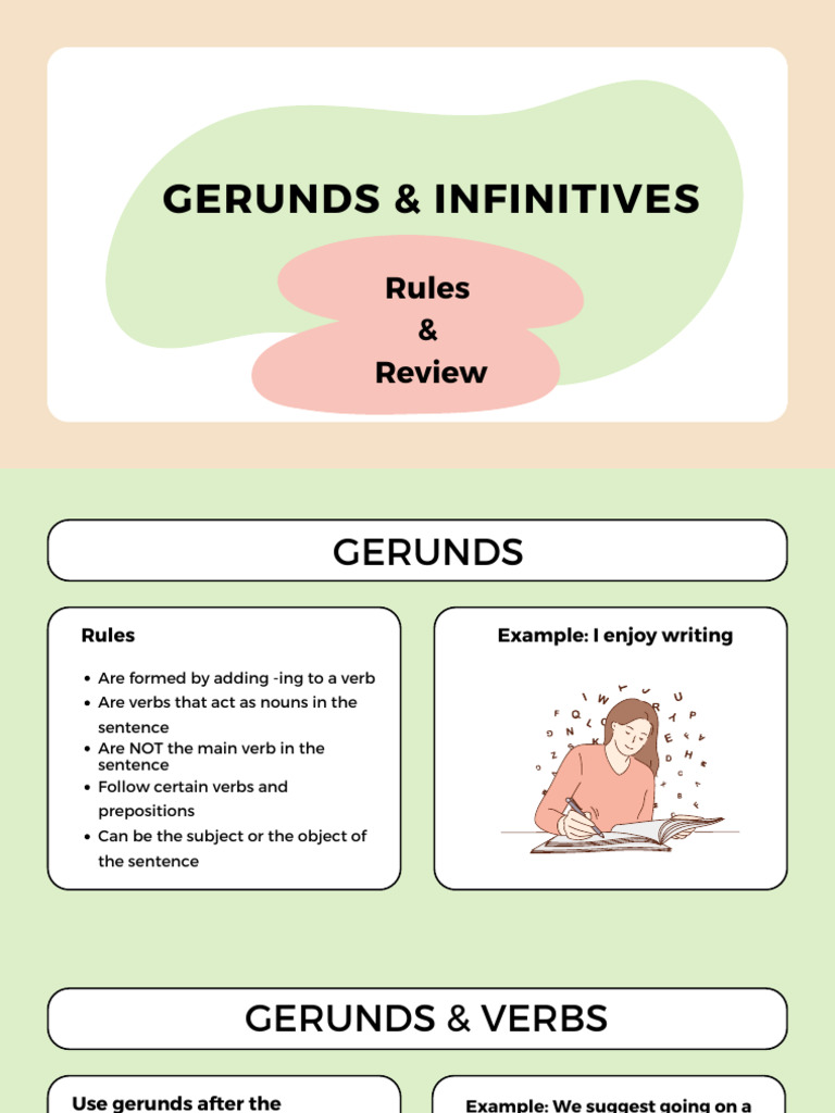 Gerunds & Infinitives Grammar Presentation in Colorful Bold Style | PDF ...