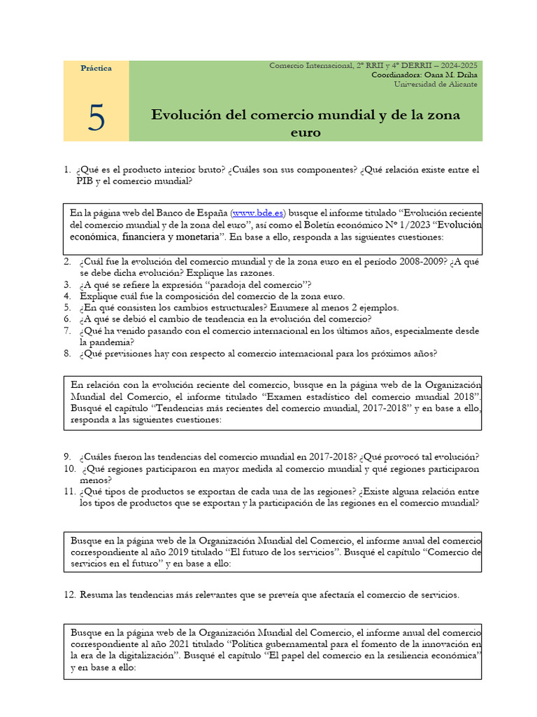 Práctica 5 - Evolución Del Comercio Mundial y de La Zona Euro | PDF | El comercio internacional ...