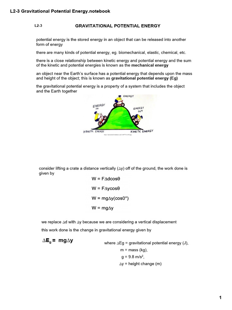 L2-3 Gravitational Potential Energy | PDF | Potential Energy | Kinetic ...
