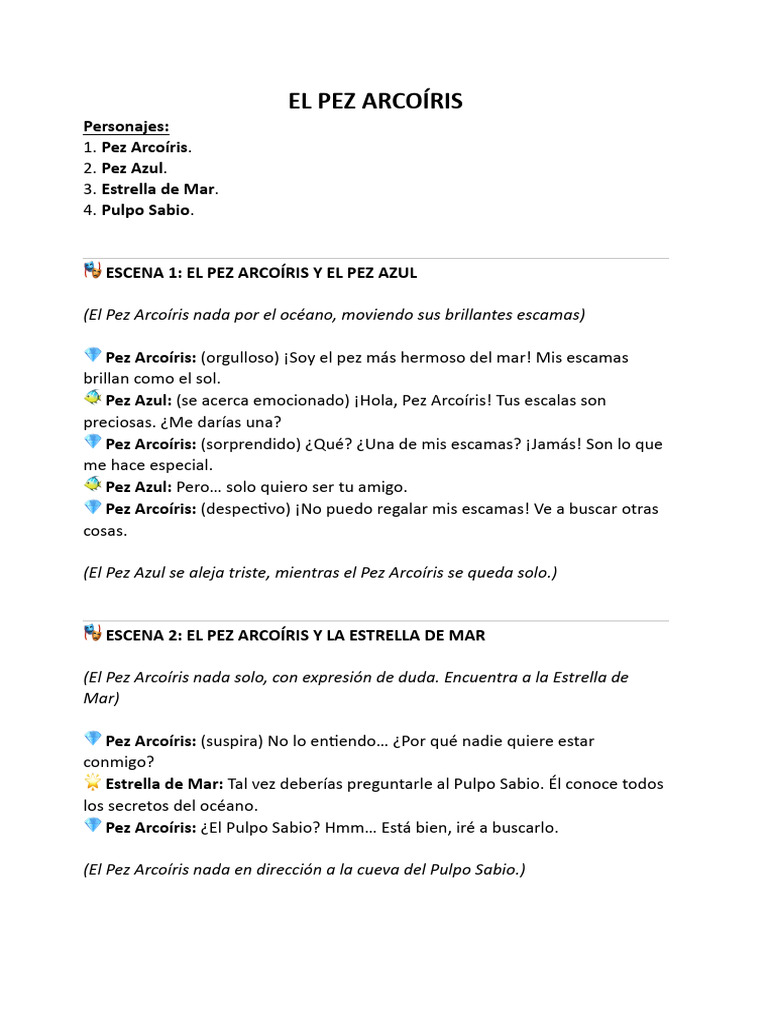 Lección de amistad del Pez Arcoíris | PDF