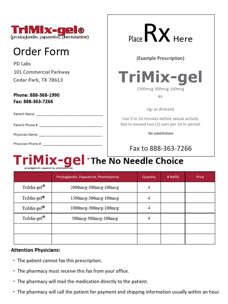 Ed Treatment Trimix Gel Erectile Dysfunction Order Form | PDF | Medical ...