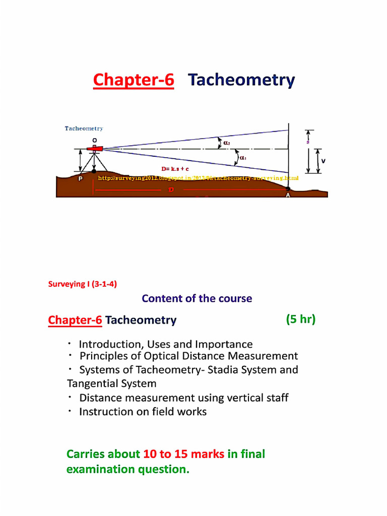 Chapter 6 Tacheometry | PDF