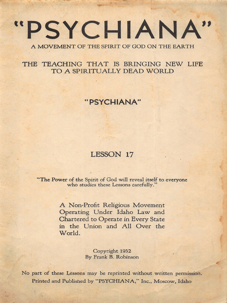 1932__robinson___psychiana_course_lesson_17 | PDF | Thought | Faith