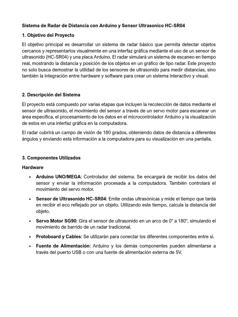 Radar Con Arduino Utilizando Sensor de Ultrasonido HC | PDF ...