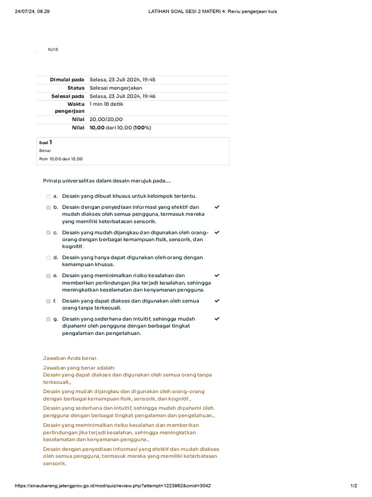 LATIHAN SOAL SESI 2 MATERI 4 - Reviu Pengerjaan Kuis | PDF