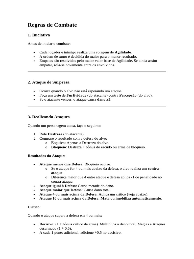 Regras de Combate | PDF