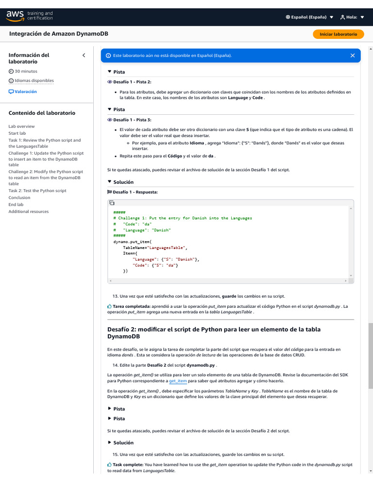 Script DynamoDB: put_item y get_item | PDF | Python (lenguaje de programación) | Lenguaje de ...