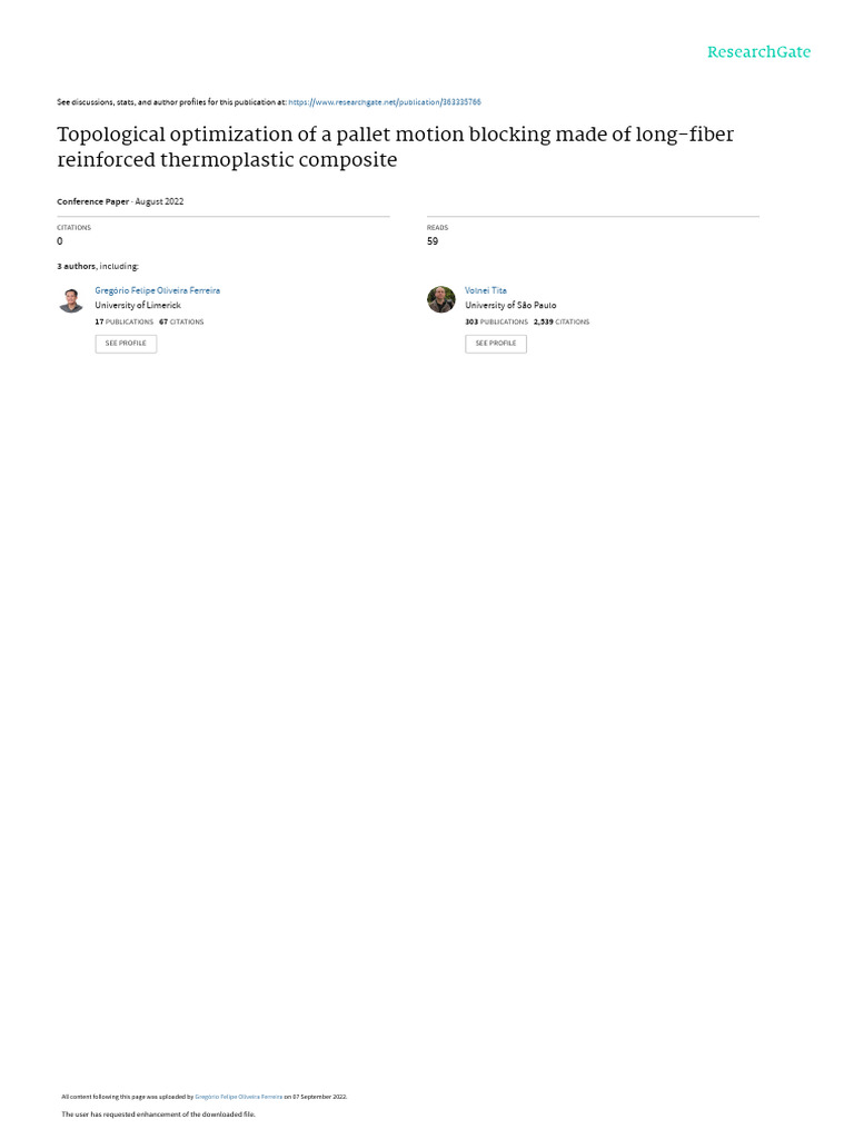 Topological Optimization of A Pallet Motion Blocking Made of Long-Fiber Reinforced Thermoplastic ...