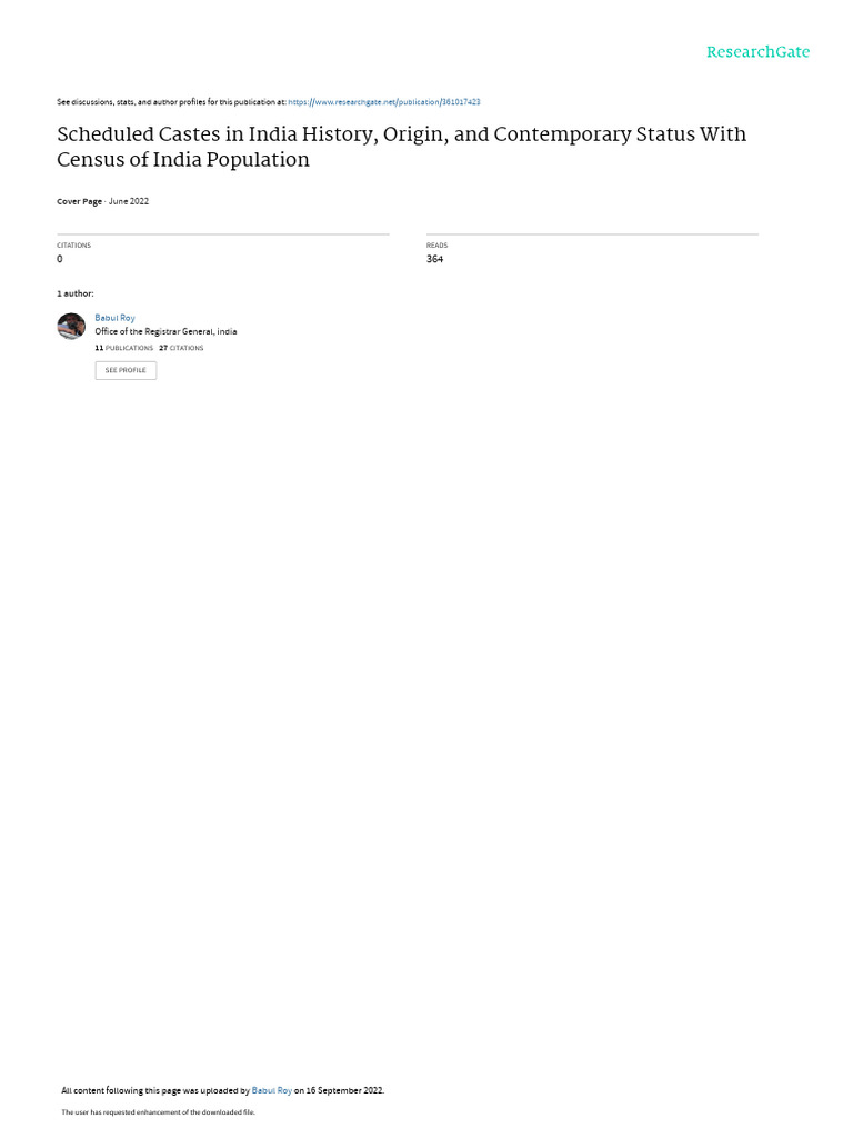 Chamar Caste: Status and History | PDF | Census | Caste