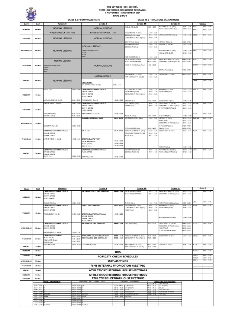 November Exam 2024 Timetable Final | PDF | Science | Secondary Education