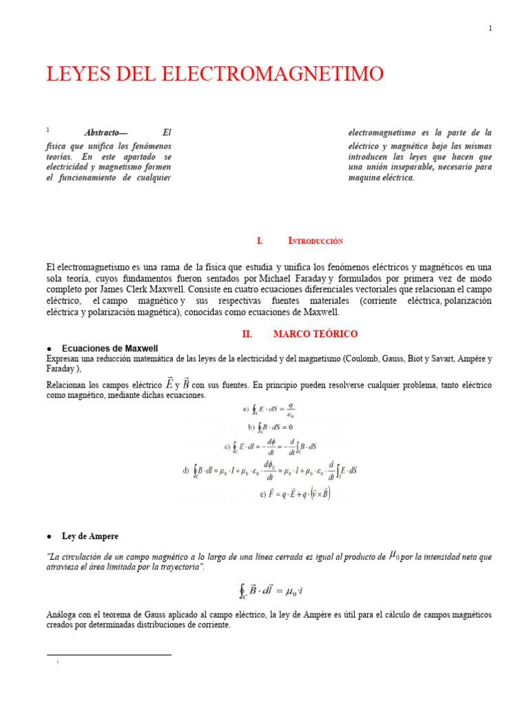 Leyes Electromagnetismo | PDF | Electromagnetismo | Campo magnético
