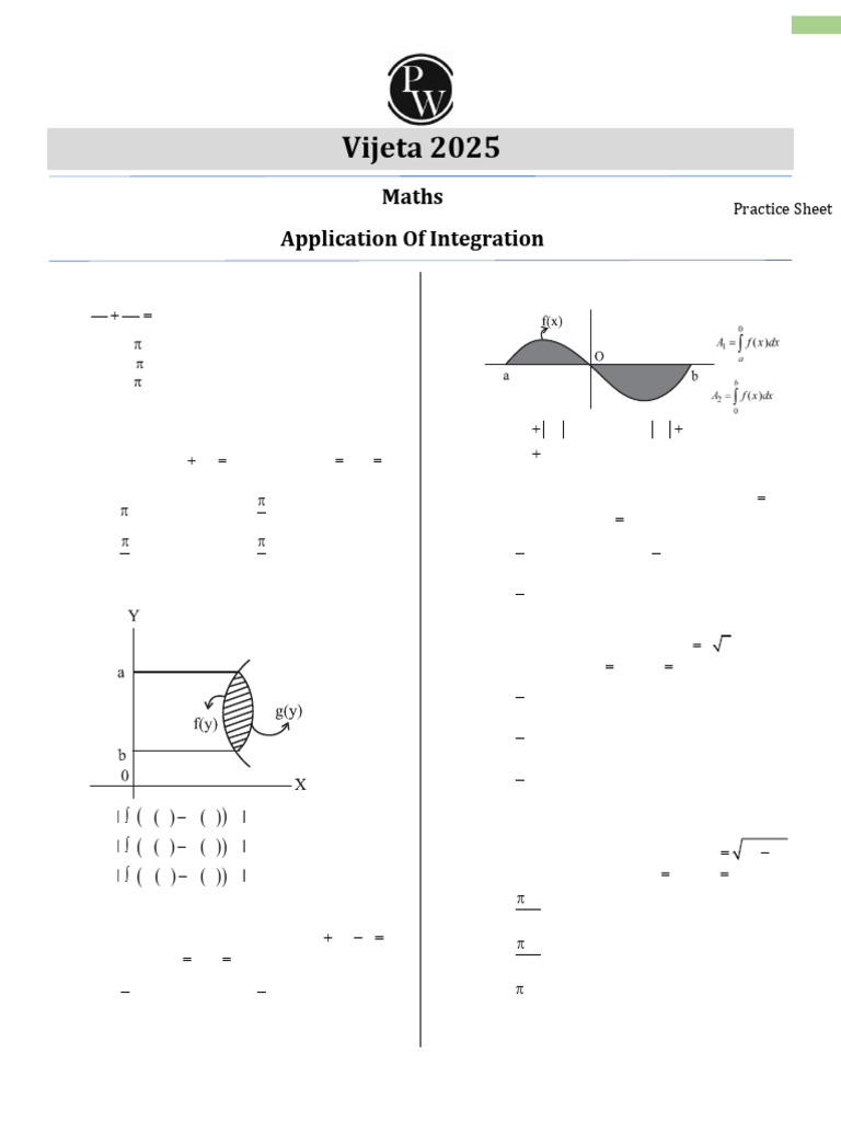 Integration Applications Practice Sheet | PDF | Area | Integral