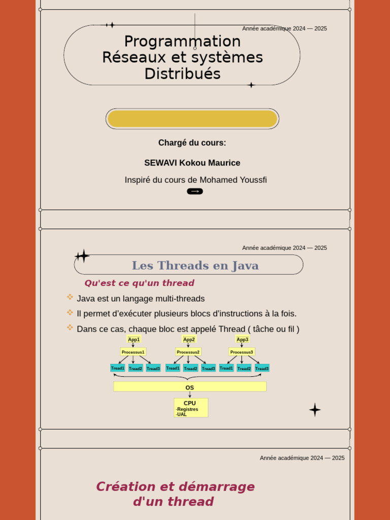 Chapitre1 | PDF | Java (Langage de programmation) | Thread (informatique)
