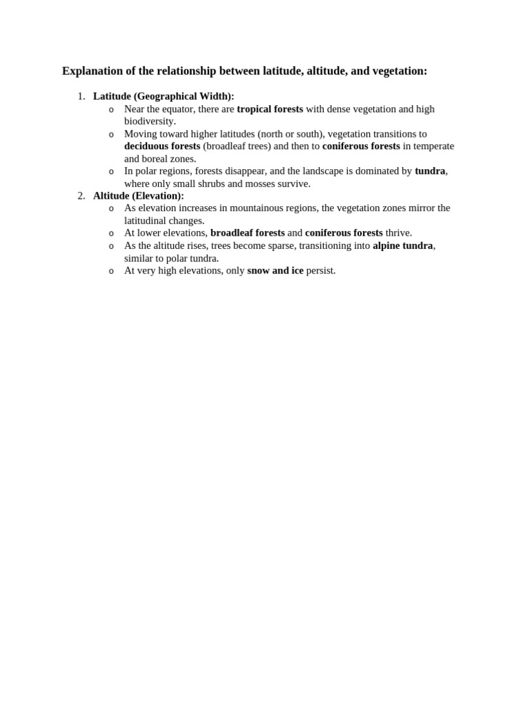 Latitude, Altitude, and Vegetation Zones | PDF
