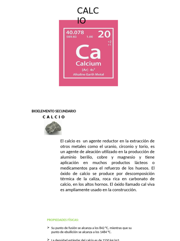 Propiedades y funciones del calcio | PDF | Calcio | Química