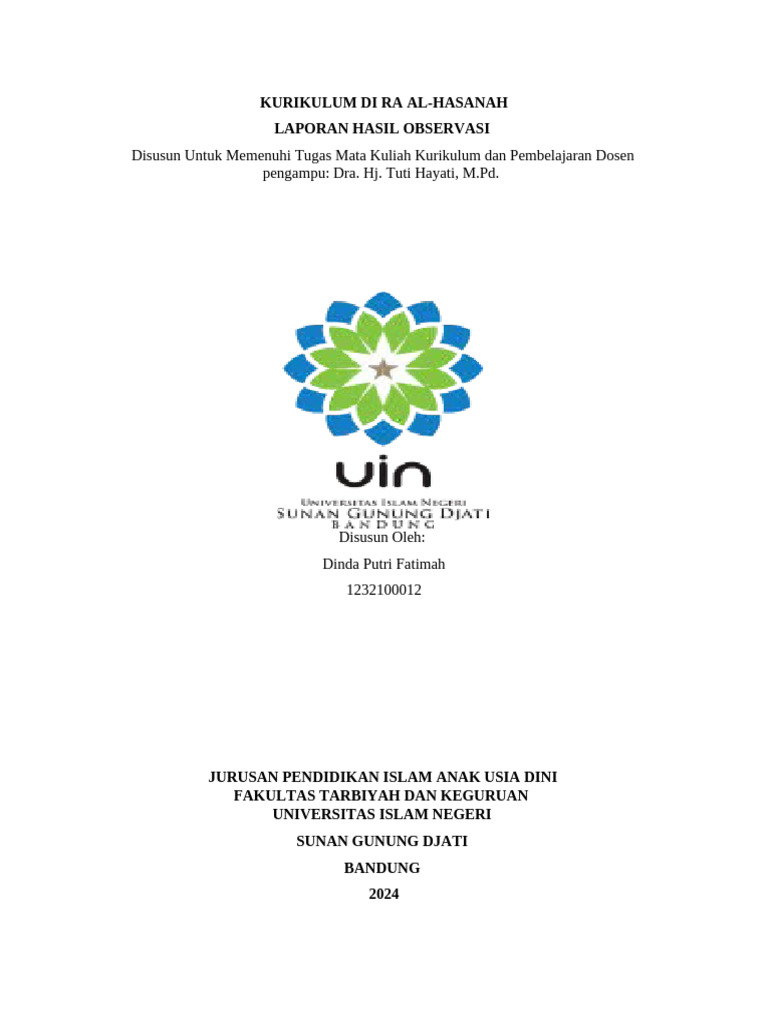 Hasil Observasi Kurikulum Dinda Putri Fatimah 3A | PDF